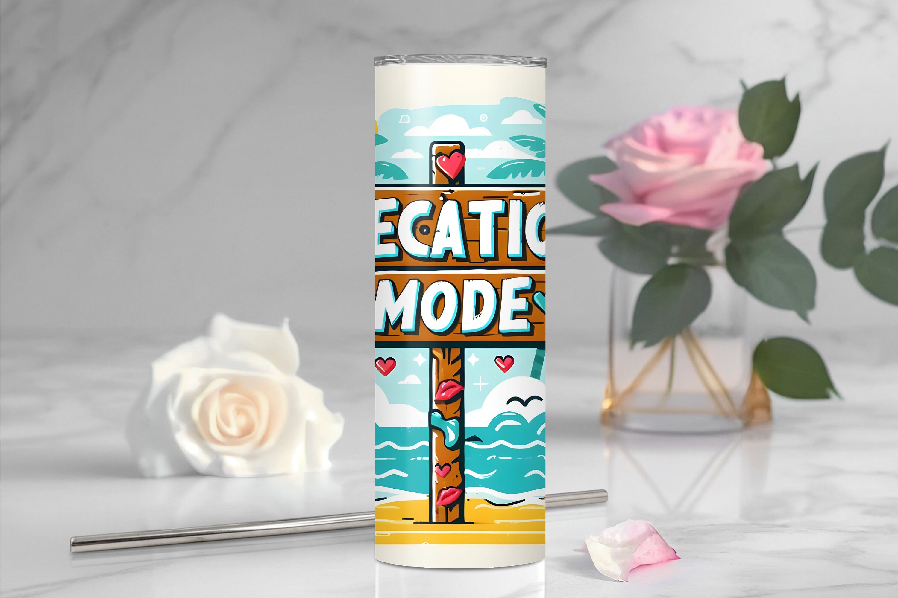 Baecation Mode 20oz Skinny Tumbler Wrap, Sublimation Design, Couples ...