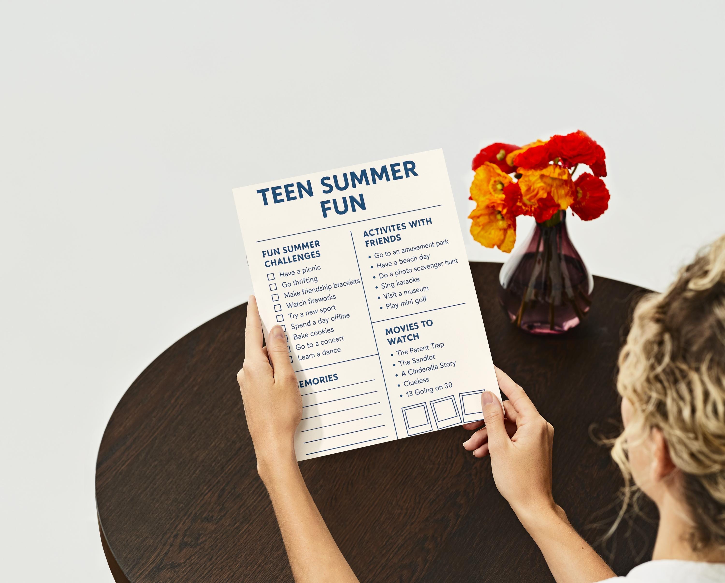 Teen Summer Fun Printable – Activity Ideas, Movie List, Memory Cards ...