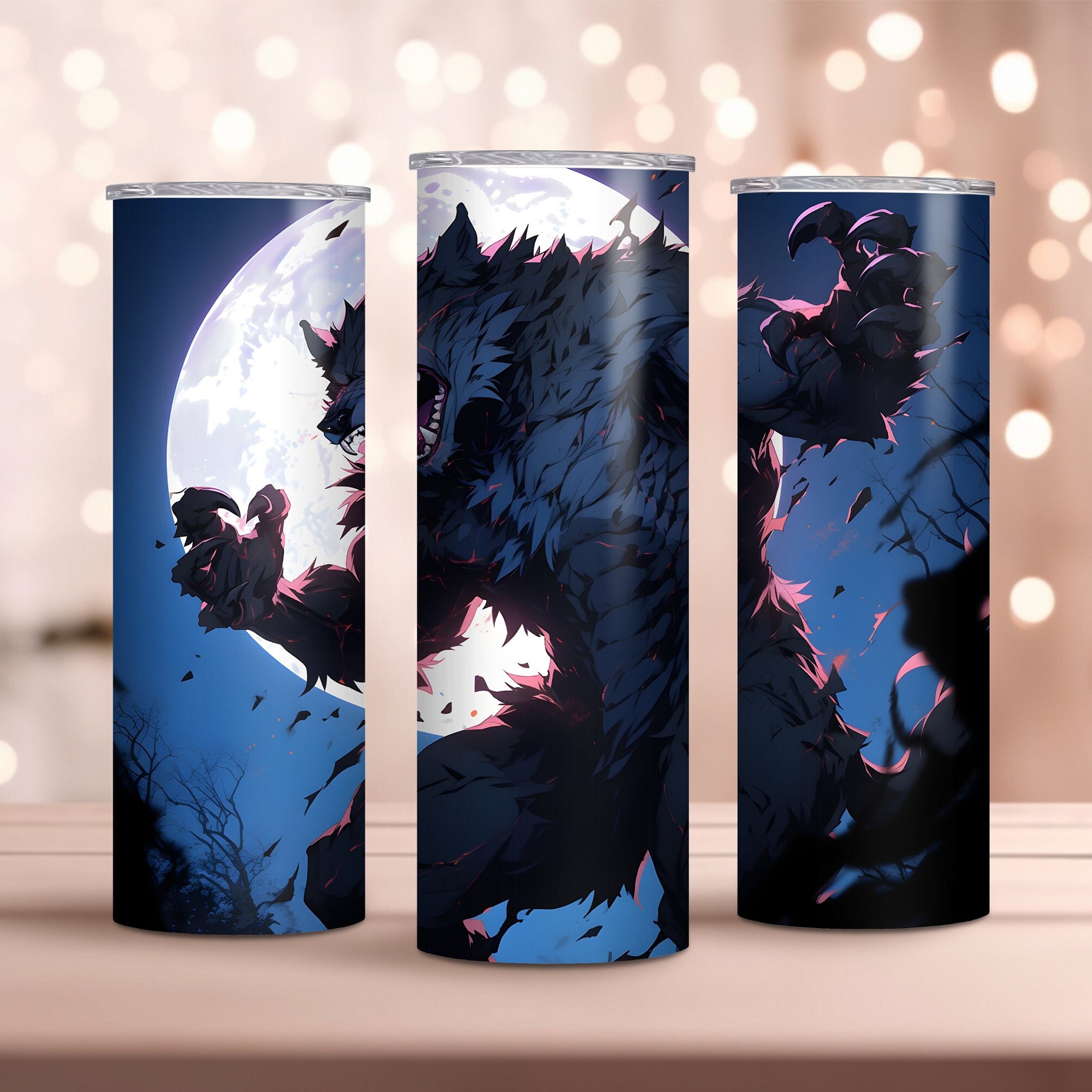 Full Moon Werewolf Transformation 20oz Skinny Tumbler Wrap - Etsy