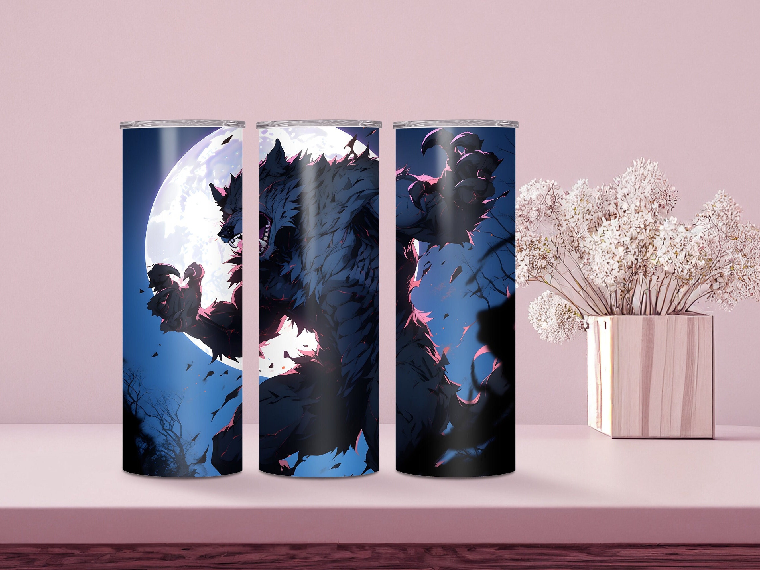 Full Moon Werewolf Transformation 20oz Skinny Tumbler Wrap - Etsy