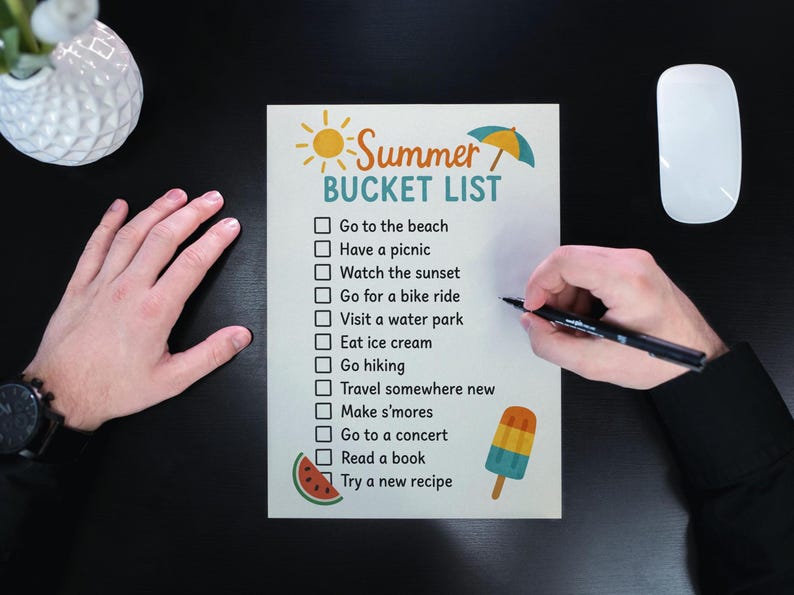 Printable Summer Bucket List Template – A4 Digital Download Checklist ...