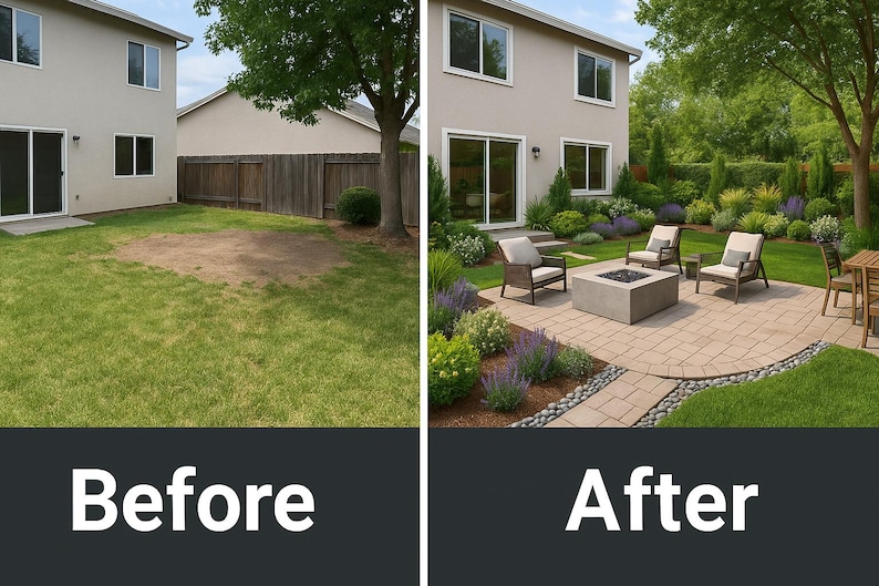 Custom Garden Makeover Design From Your Photo – Personalized Backyard ...