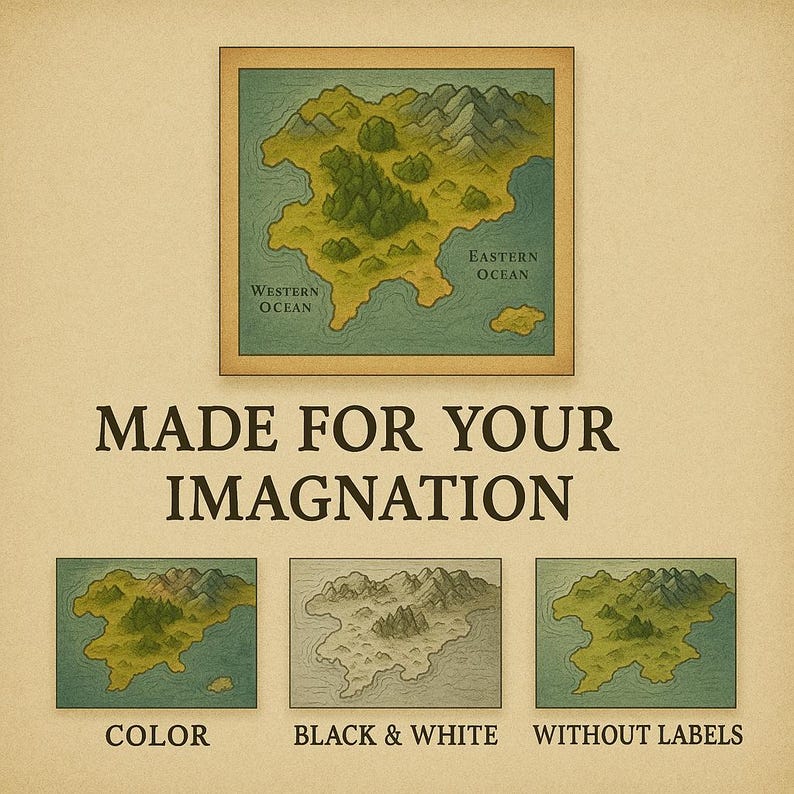 Custom Fantasy World Map | Personalized Fantasy Land Printable | Unique ...
