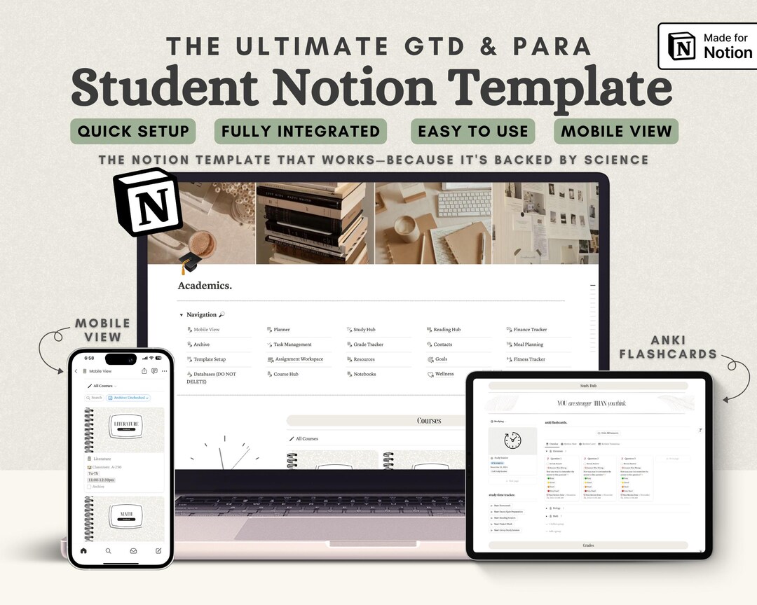 GTD Notion Template, Notion Student Planner, PARA Method Notion ...