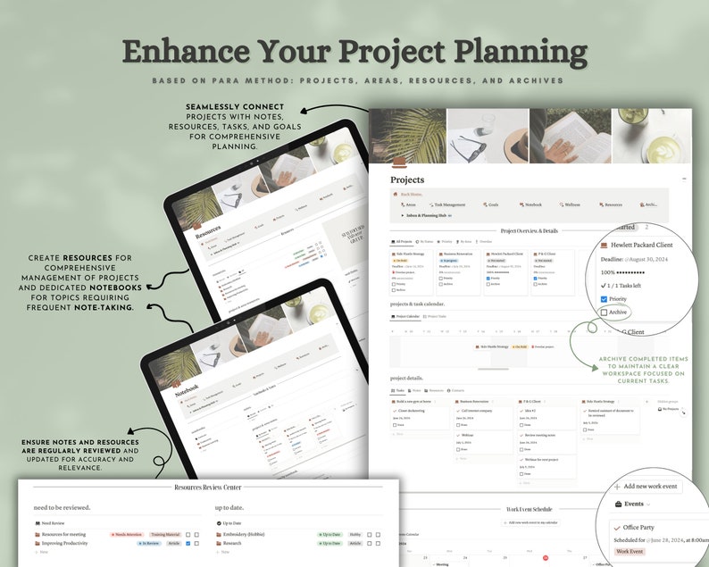 GTD Planner Notion, Notion Life Planner Second Brain, Work and Task ...