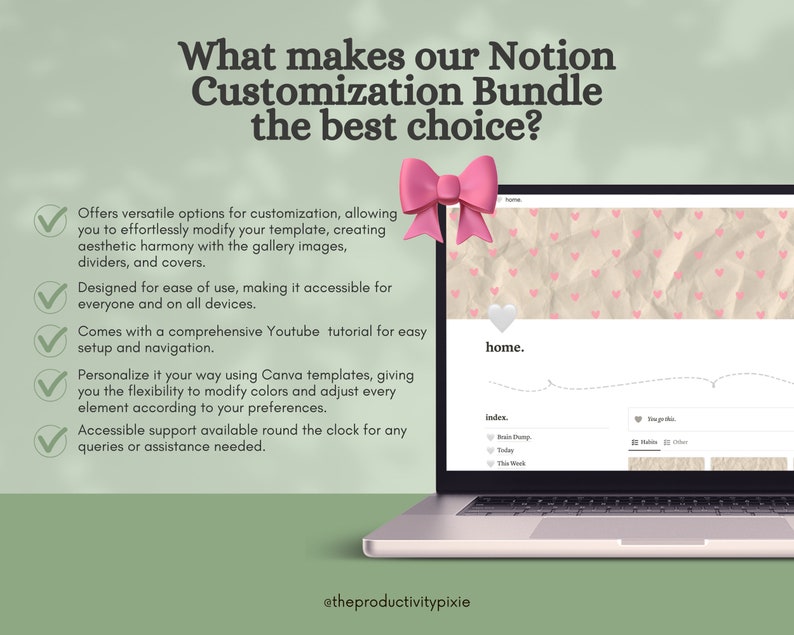 Notion Customization, Cute Aesthetic Bundle, That Girl Planner, Pink ...