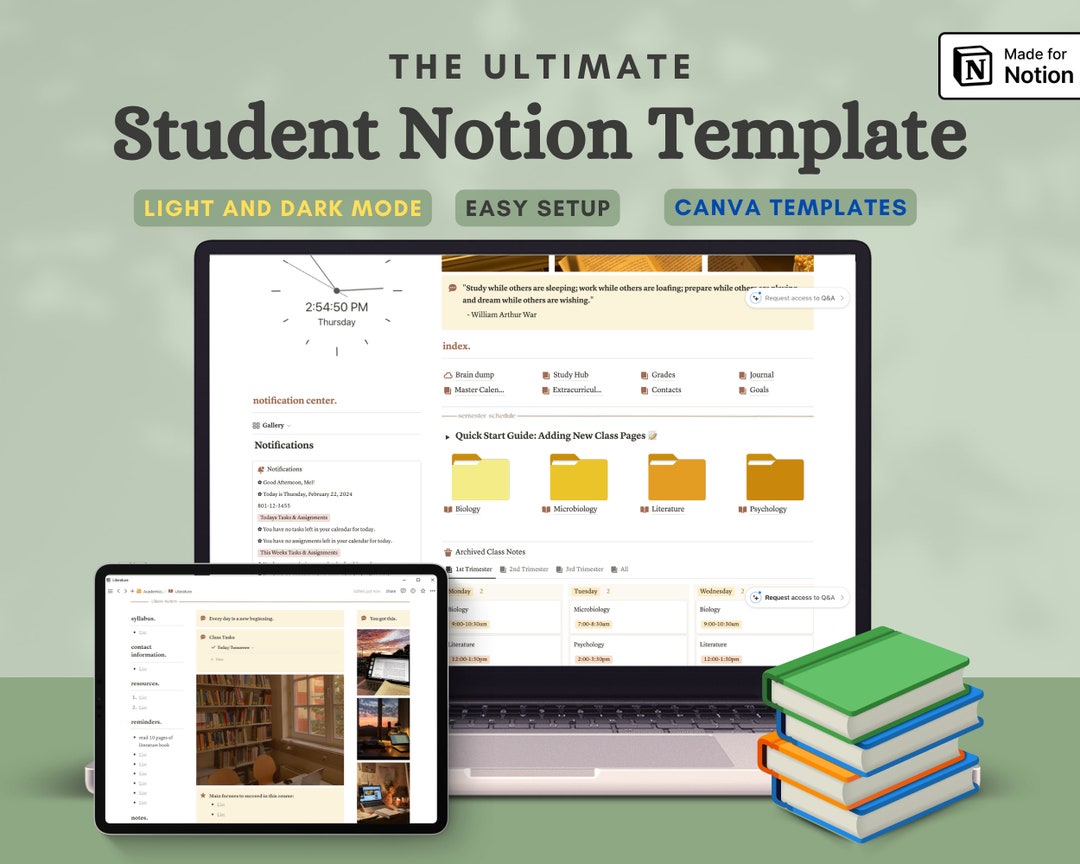 Notion Template Student,student Notion Planner,notion Life Planner ...