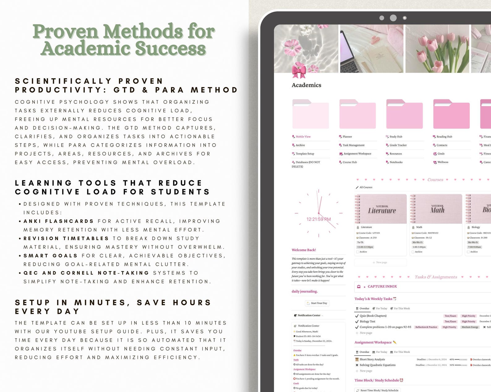 GTD Notion Template, Student Notion Planner, PARA Method Notion, Assignment Tracker, Task ...