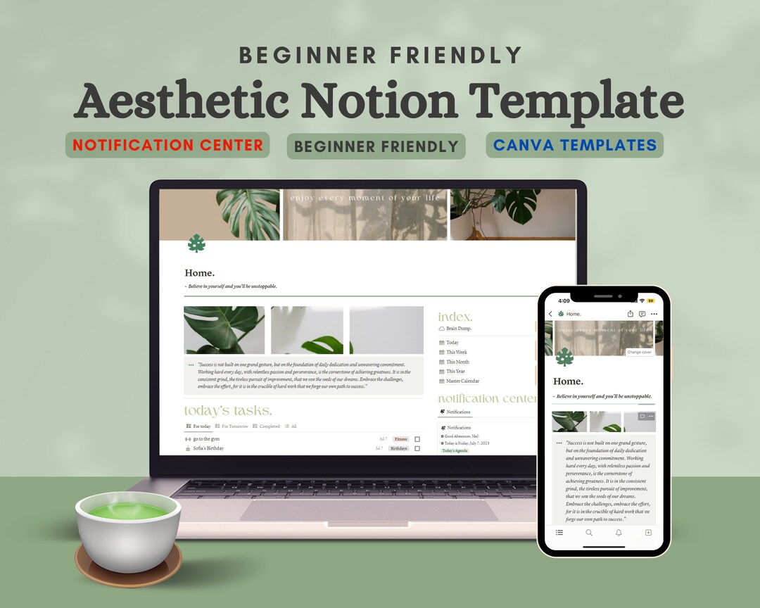 Notion Template Aesthetic, Notion Calendar Template, ADHD Friendly ...
