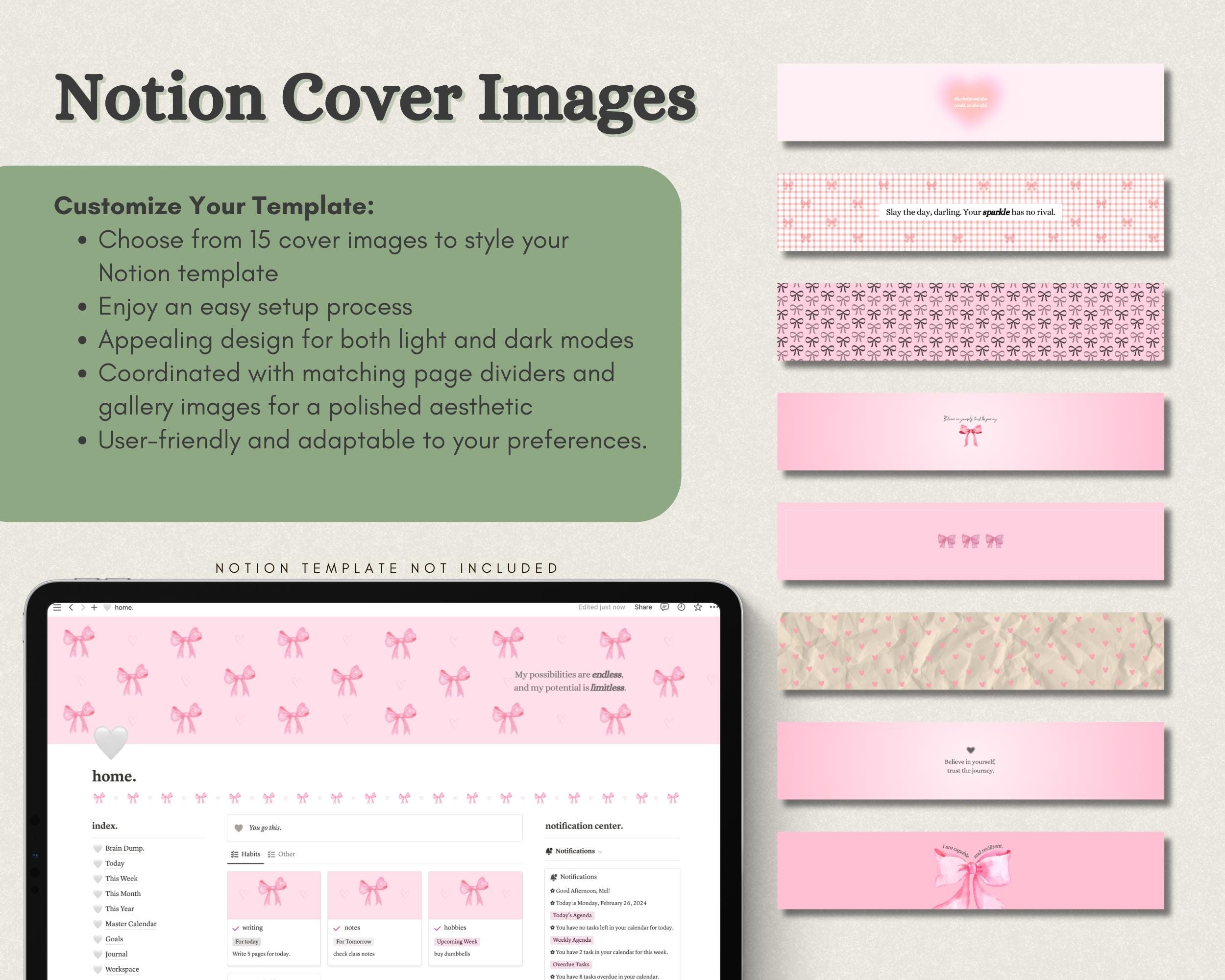 Notion Customization, Cute Aesthetic Bundle, That Girl Planner, Pink ...