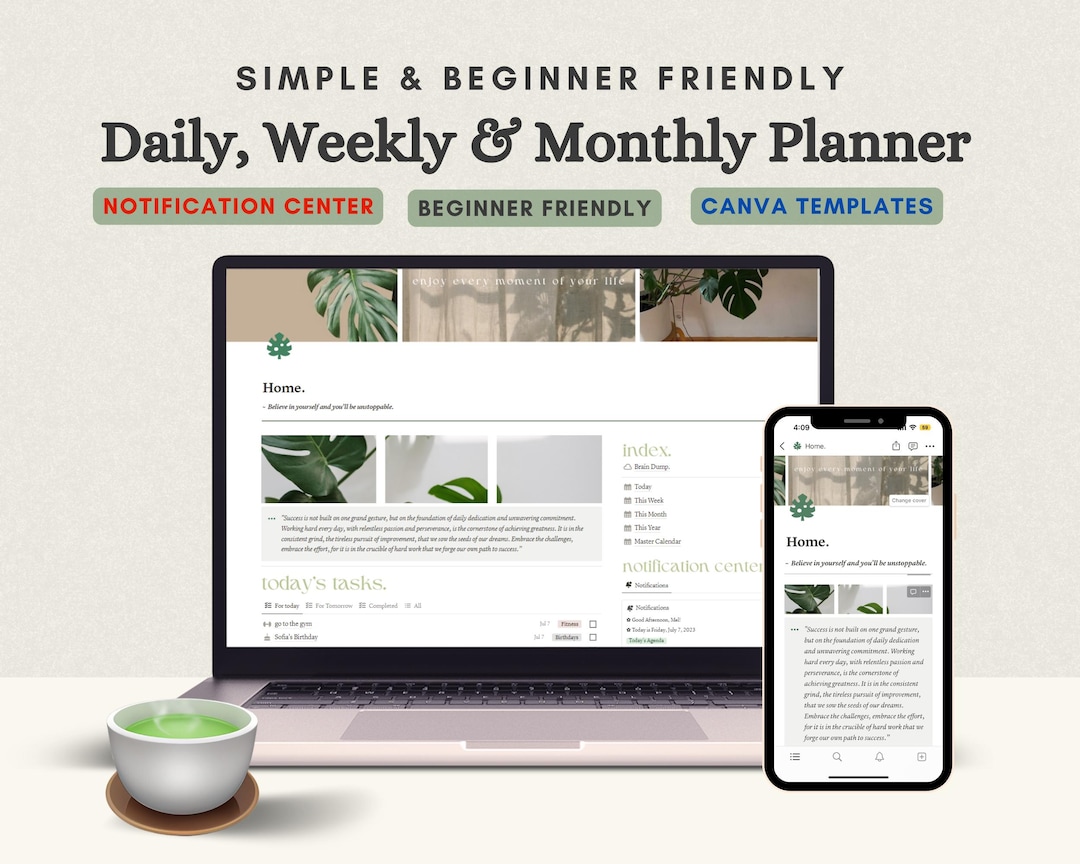 Notion Template Aesthetic, Notion Calendar Template, ADHD Friendly ...