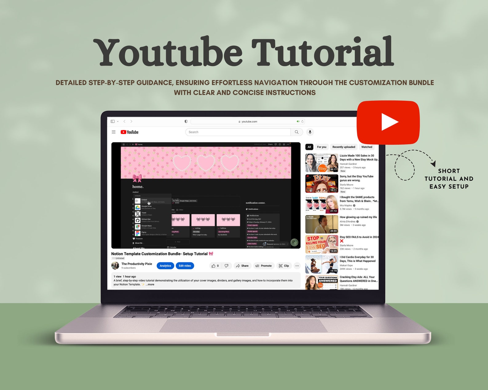 Notion Customization, Cute Aesthetic Bundle, That Girl Planner, Pink Covers and Dividers ...