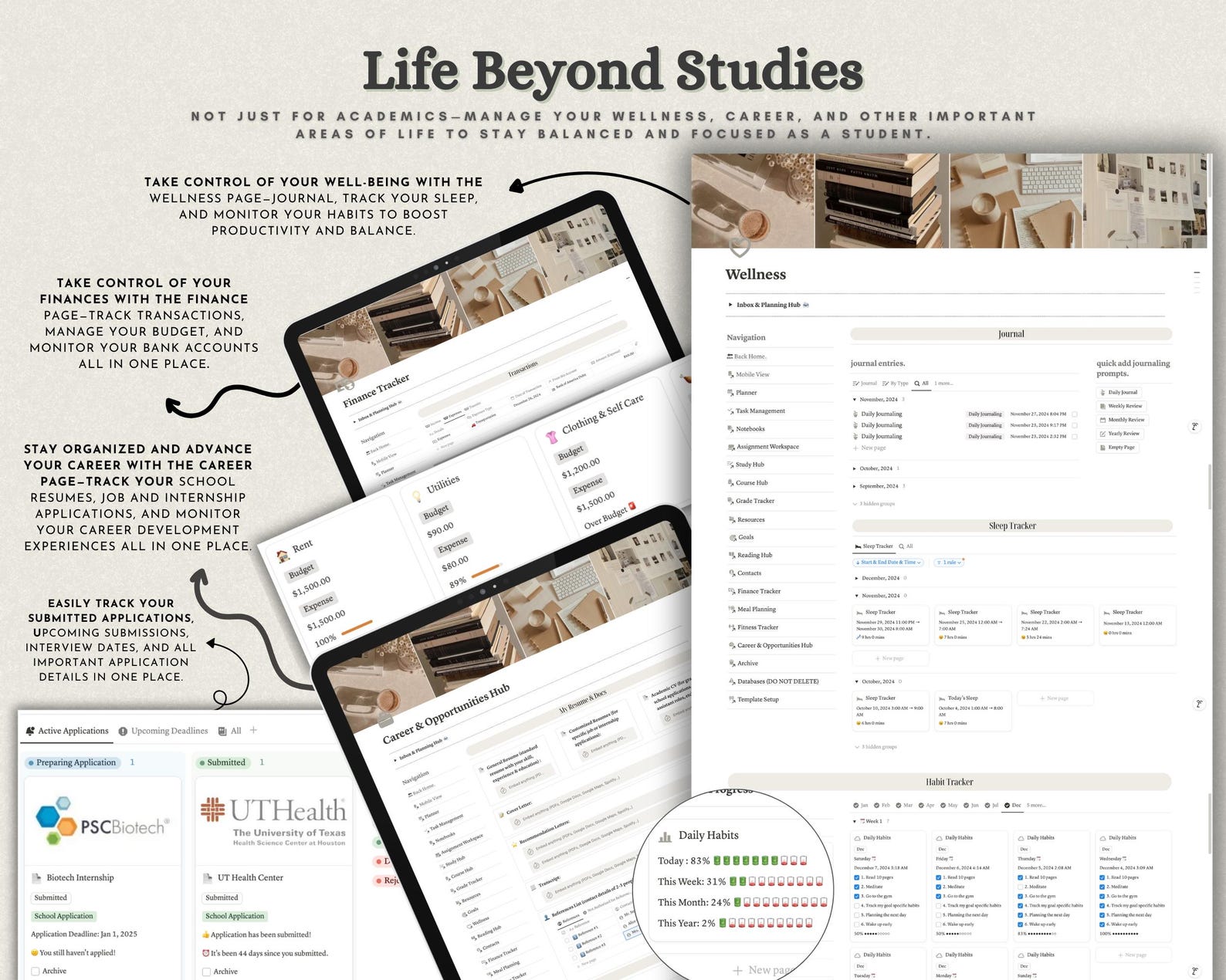 GTD Notion Template, Notion Student Planner, PARA Method Notion, Assignment Tracker, Task ...