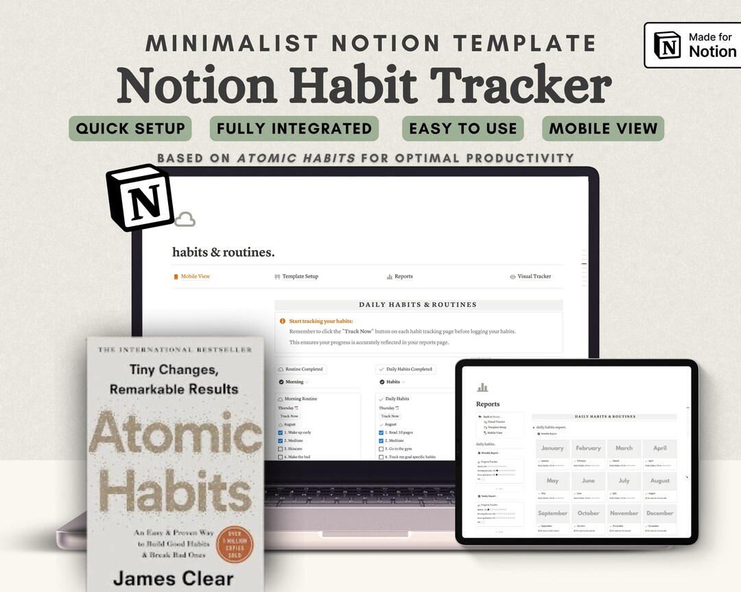 Notion Habit Tracker, Notion Routines, Daily, Weekly, Monthly Notion ...