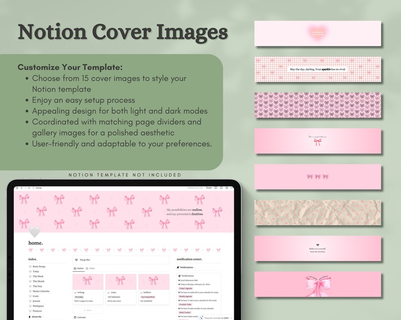 Notion Customization, Cute Aesthetic Bundle, That Girl Planner, Pink Covers and Dividers ...