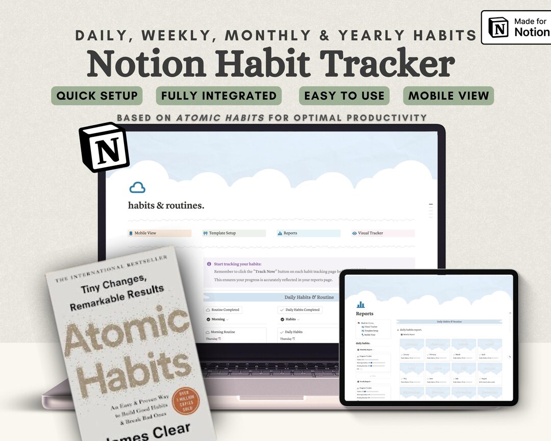 Notion Habit Tracker, Notion Routines, Daily, Weekly, Monthly Notion ...
