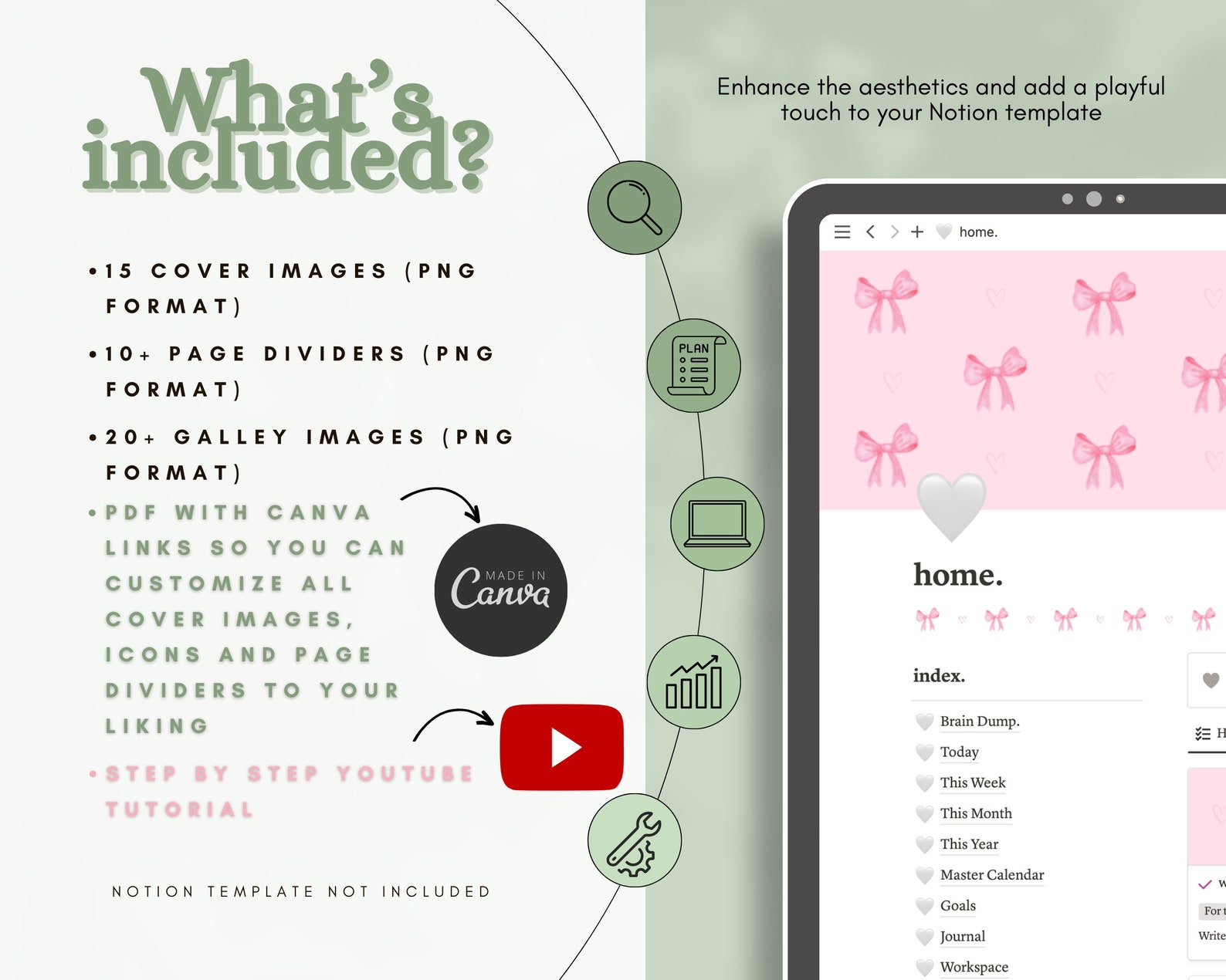 Notion Customization, Cute Aesthetic Bundle, That Girl Planner, Pink ...