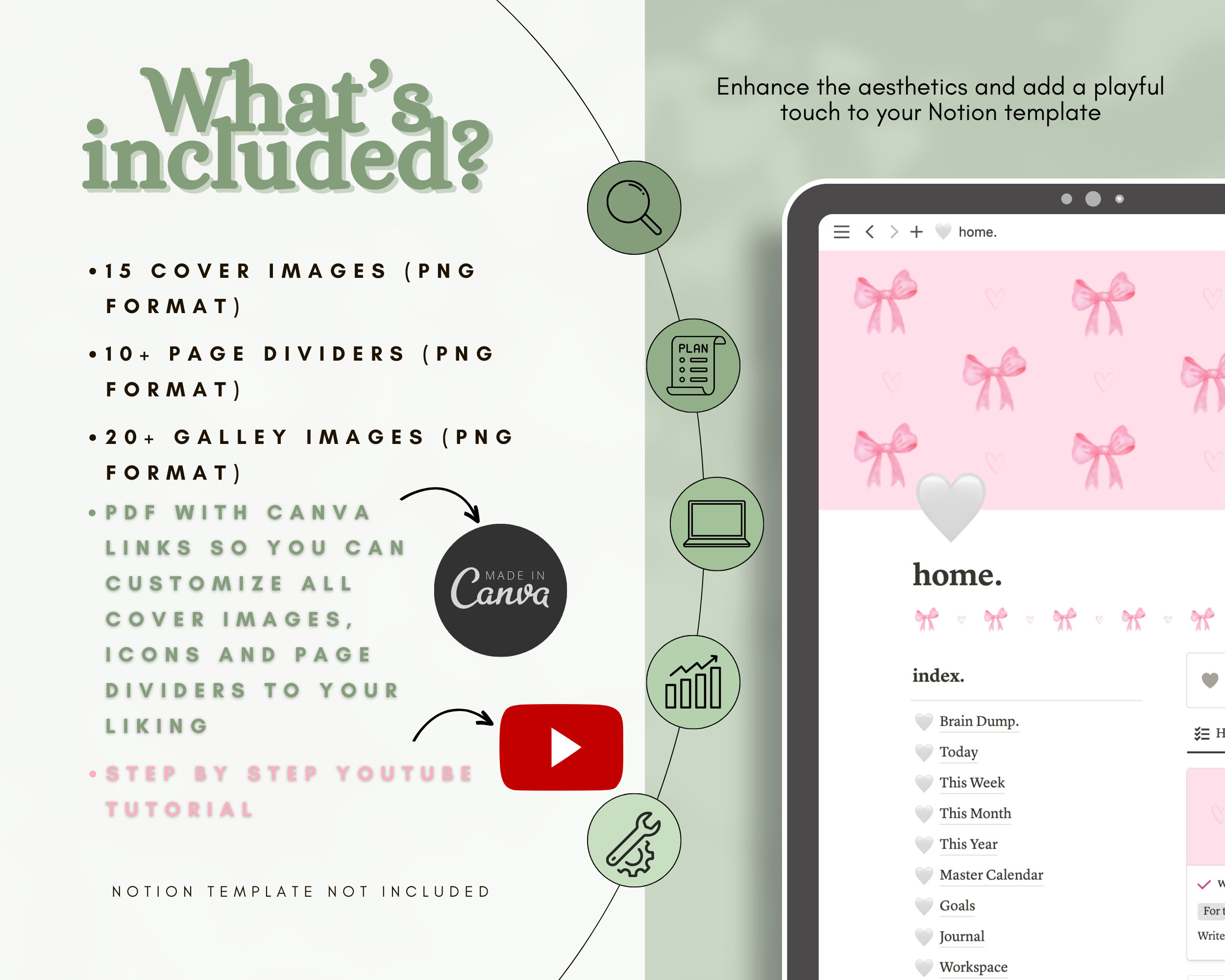 Notion Customization, Cute Aesthetic Bundle, That Girl Planner, Pink ...