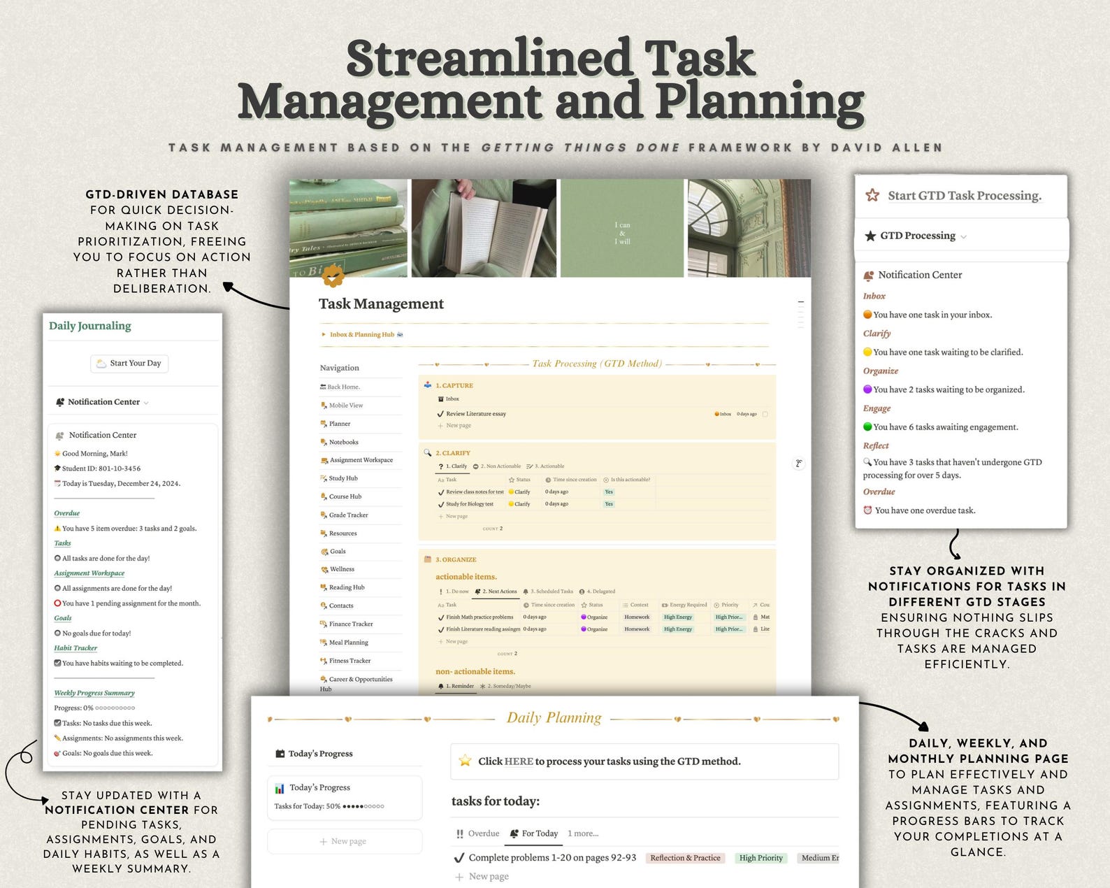 Notion Student Planner, GTD Notion Template, PARA Method Notion, Assignment and Task Tracker ...