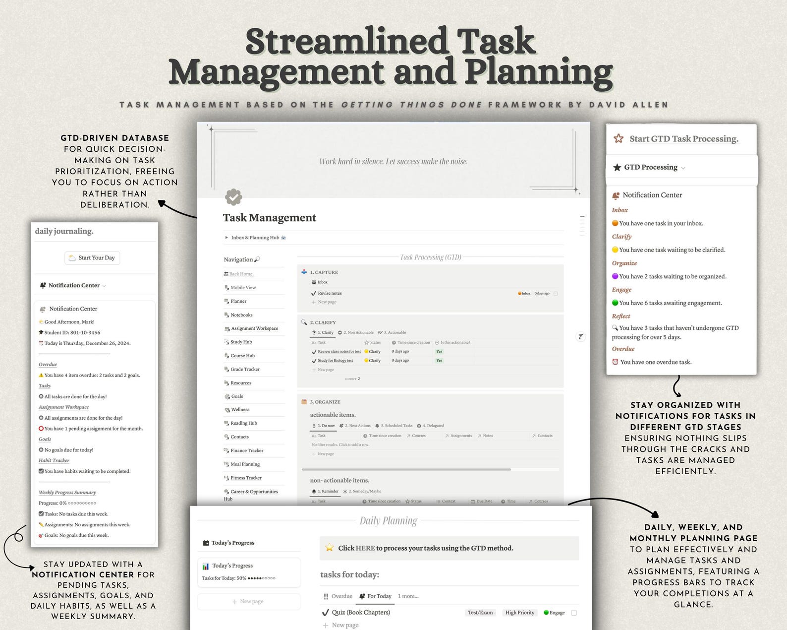 GTD Notion Template, Notion Academic Planner, PARA Method Notion, It Girl Notion, Assignment ...