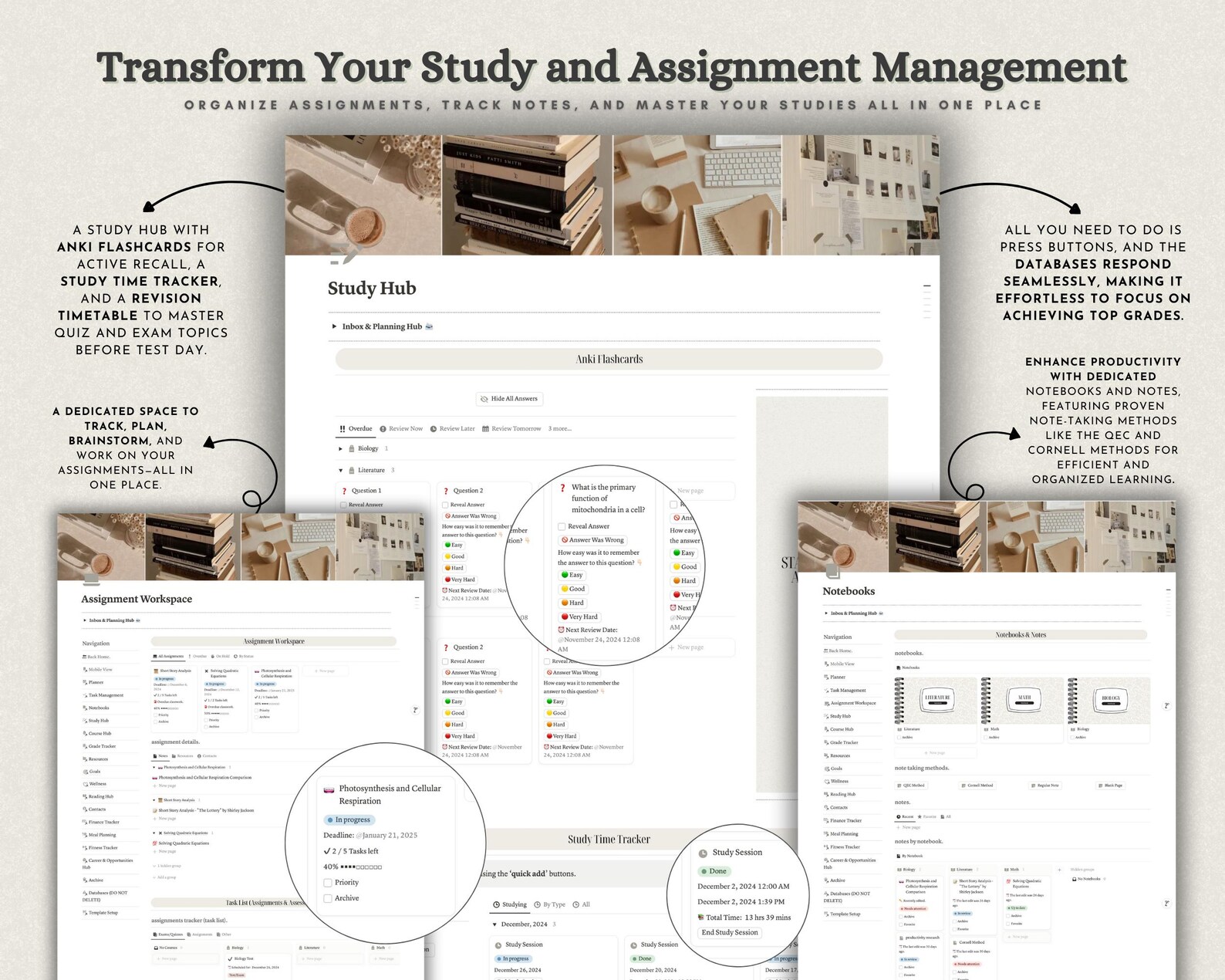 GTD Notion Template, Notion Student Planner, PARA Method Notion, Assignment Tracker, Task ...