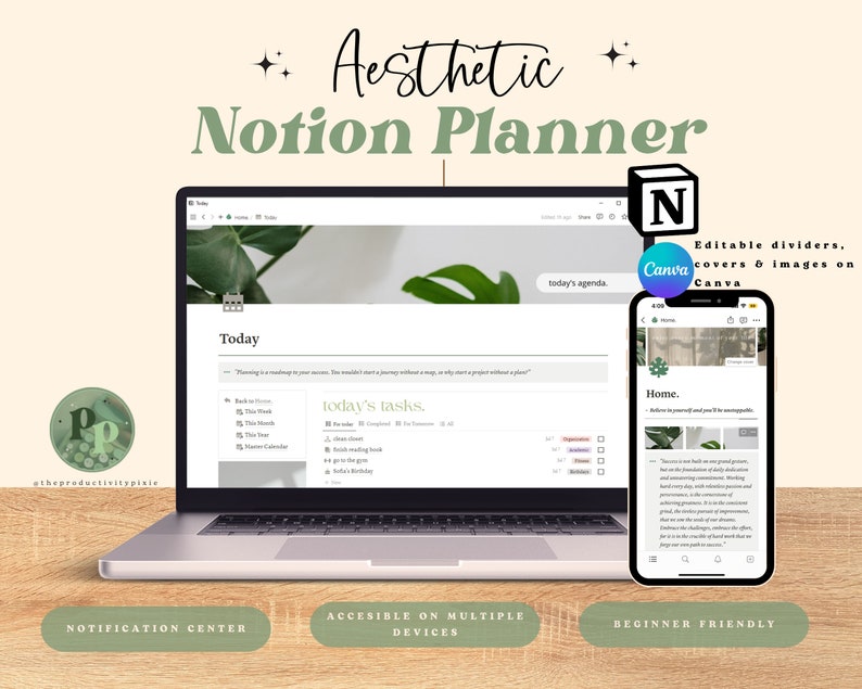 Aesthetic Notion Template Minimal Notion Template2023 Notion - Etsy