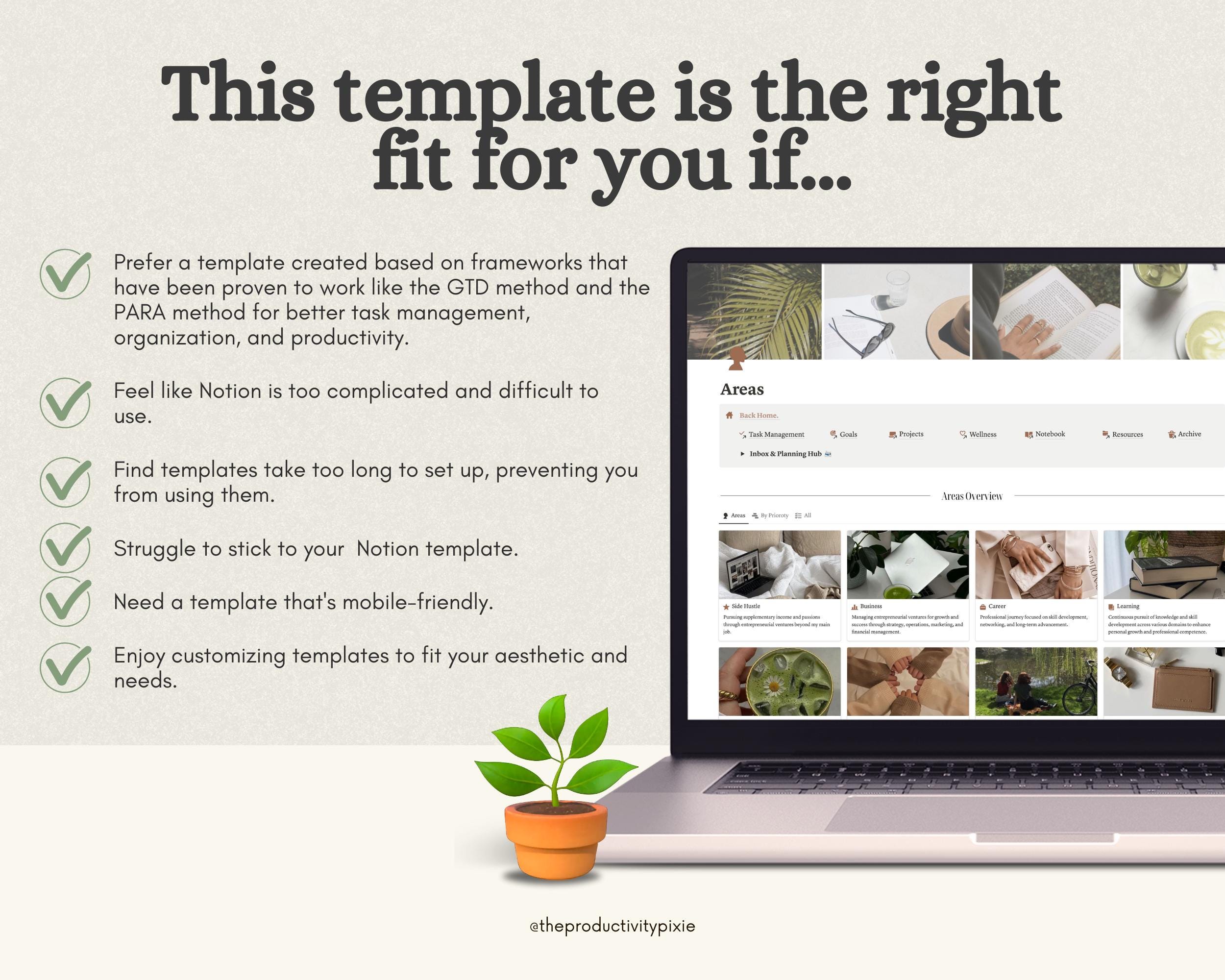 GTD Planner Notion, Notion Life Planner Second Brain, Work and Task ...