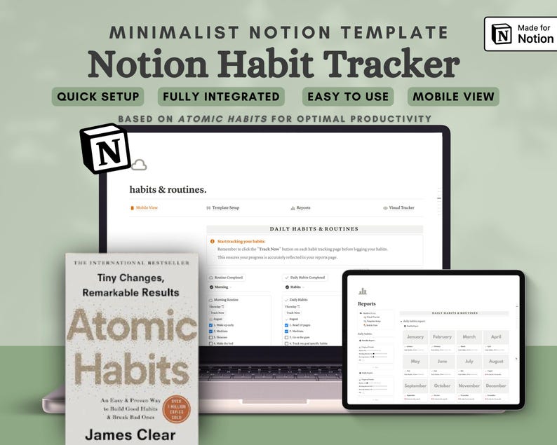 Notion Habit Tracker, Notion Routines, Daily, Weekly, Monthly Notion ...