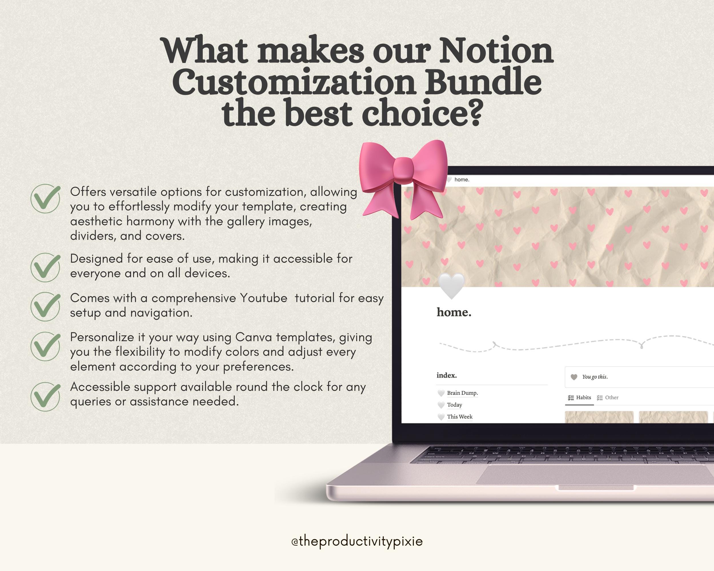 Notion Customization, Cute Aesthetic Bundle, That Girl Planner, Pink ...