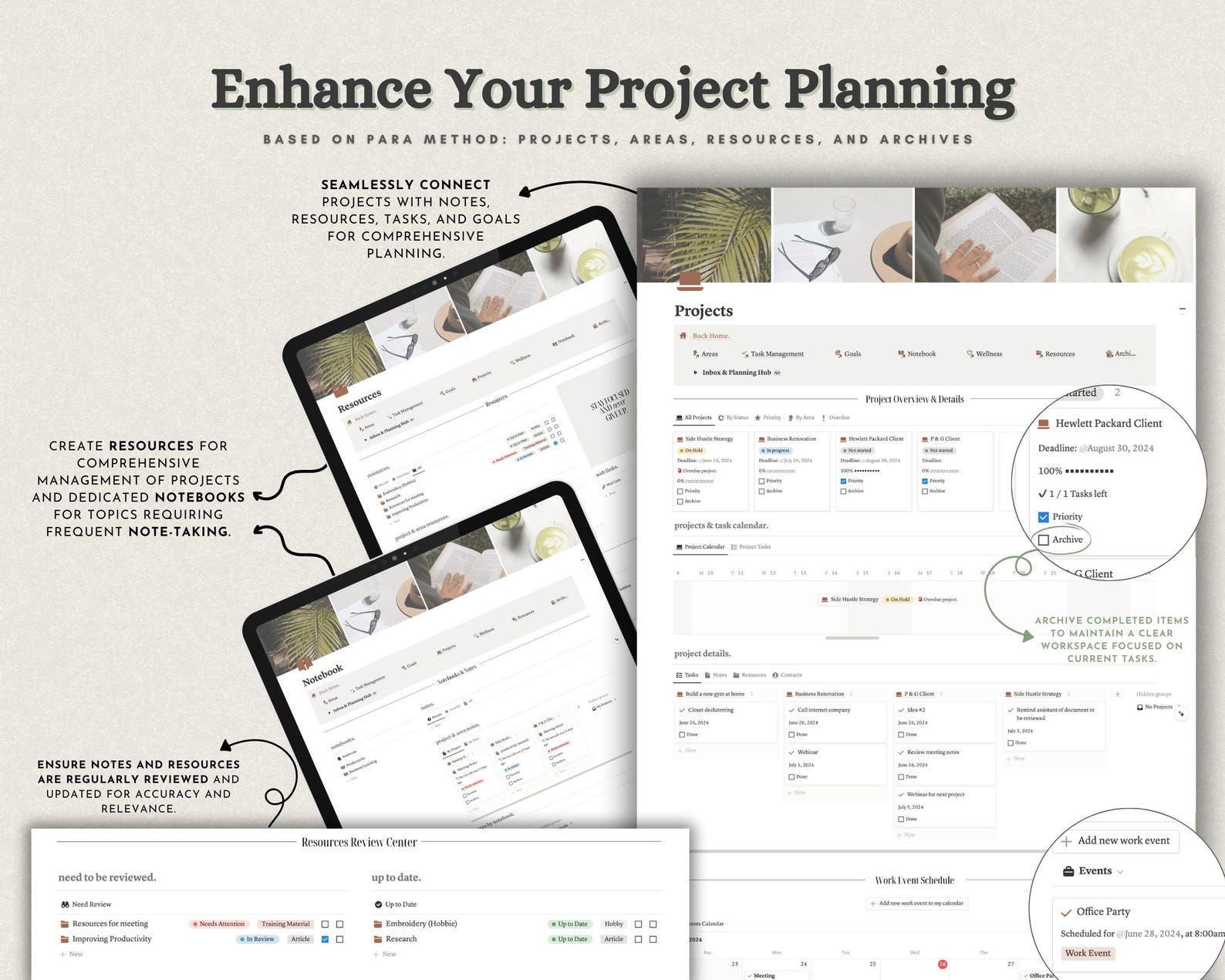 GTD Planner Notion, Notion Life Planner Second Brain, Work and Task ...