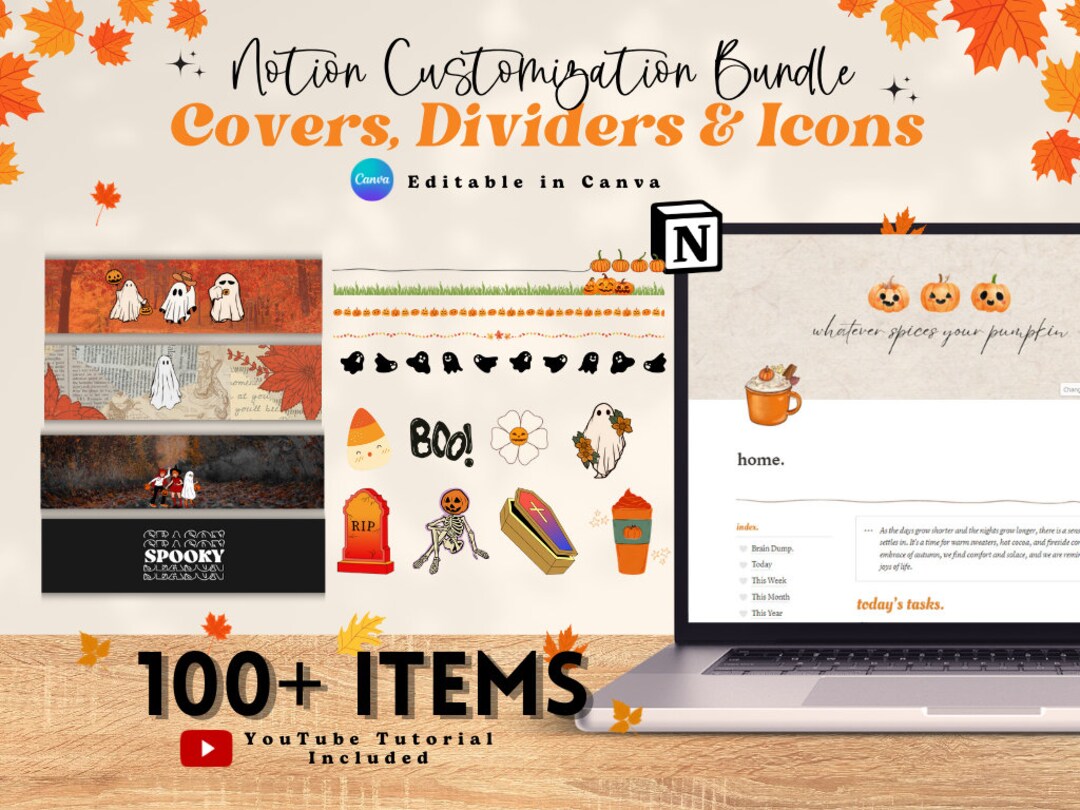 Notion Customization Bundle, Notion Template, Notion Cover, Notion Icons, Notion Template ...