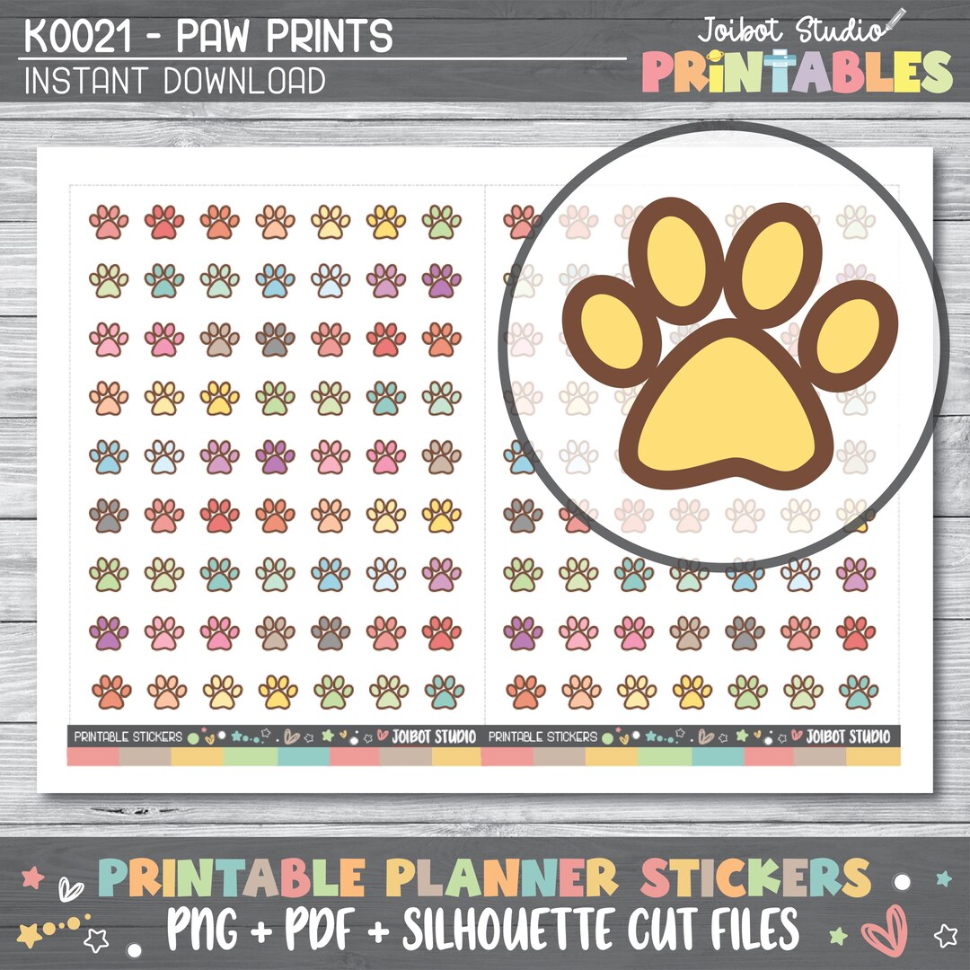 PAW PRINTS - Printable Planner Stickers - Functional Stickers ...