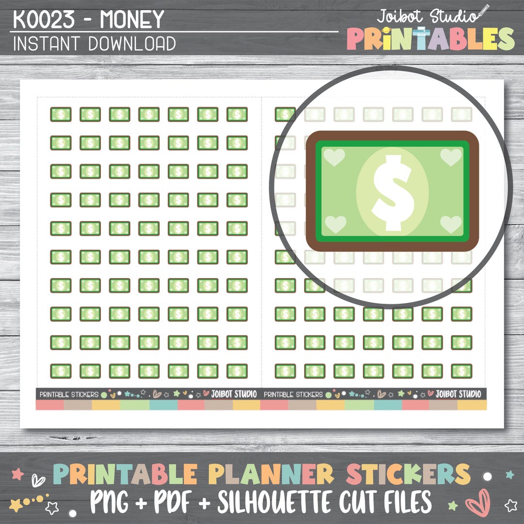MONEY - Printable Planner Stickers - Functional Stickers - Silhouette ...