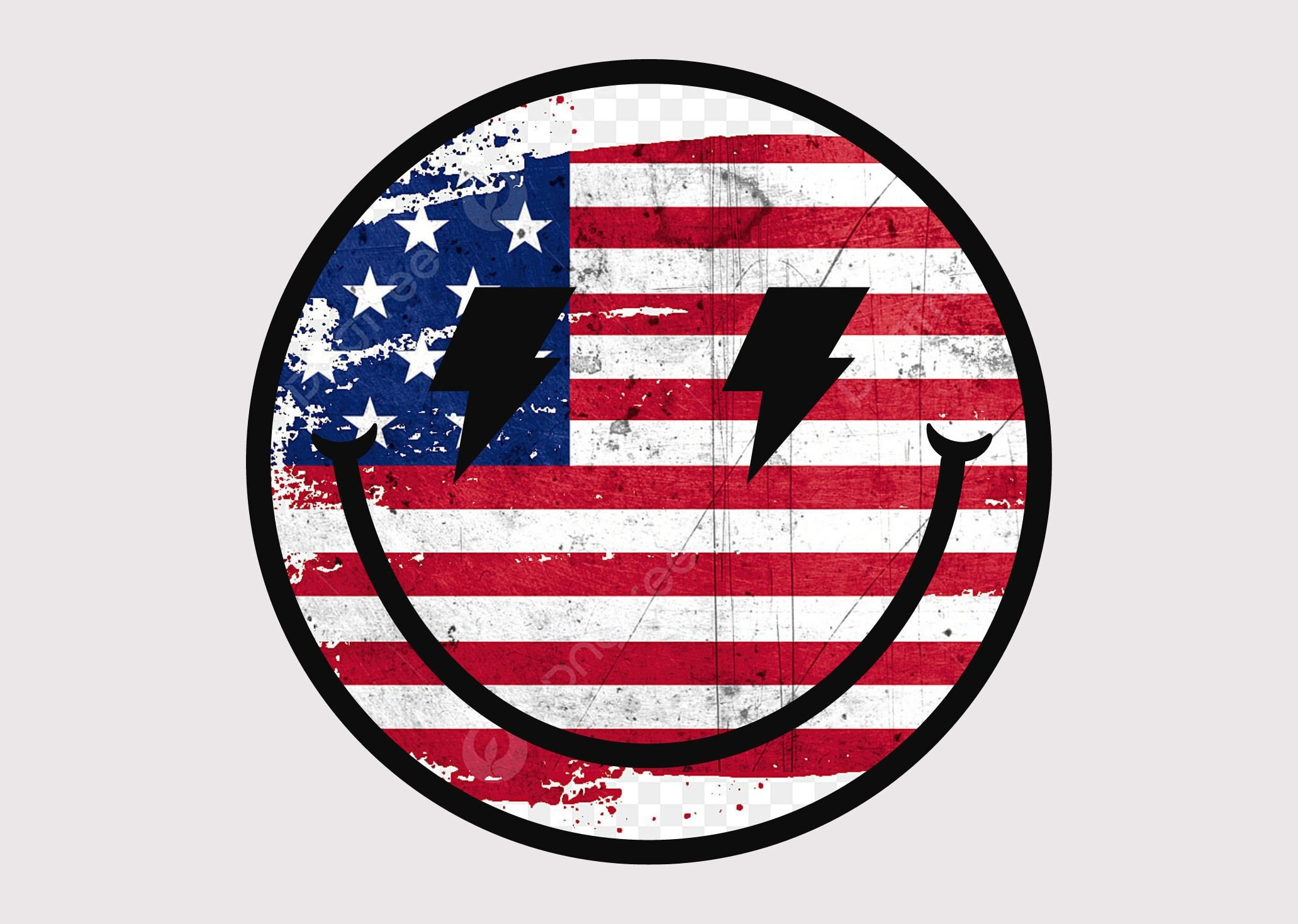 4th of July American Smiley PNG JPG SVG - Etsy