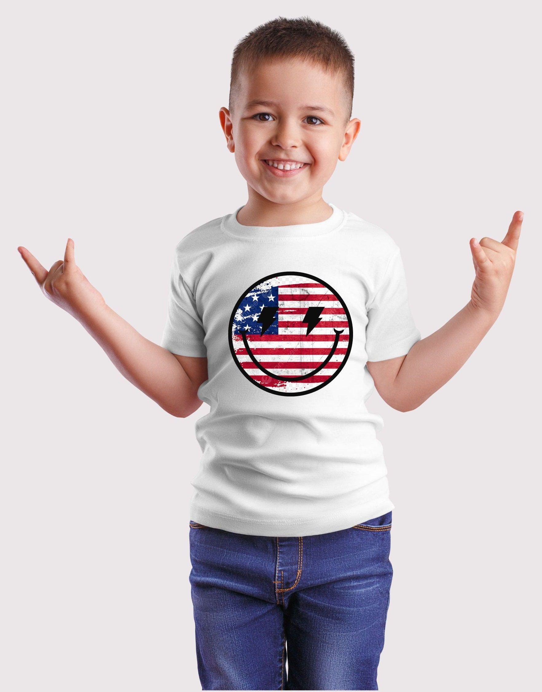 4th of July American Smiley PNG JPG SVG - Etsy