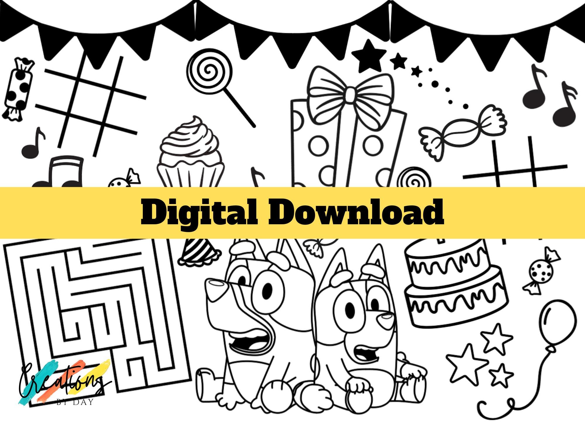 Personalized Bluey Birthday Activity Sheet | Dog Party Favor | Coloring ...