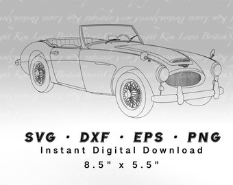Austin Healey 3000 MK 1962 Car SVG/EPS Outline Printable, Cricut ...