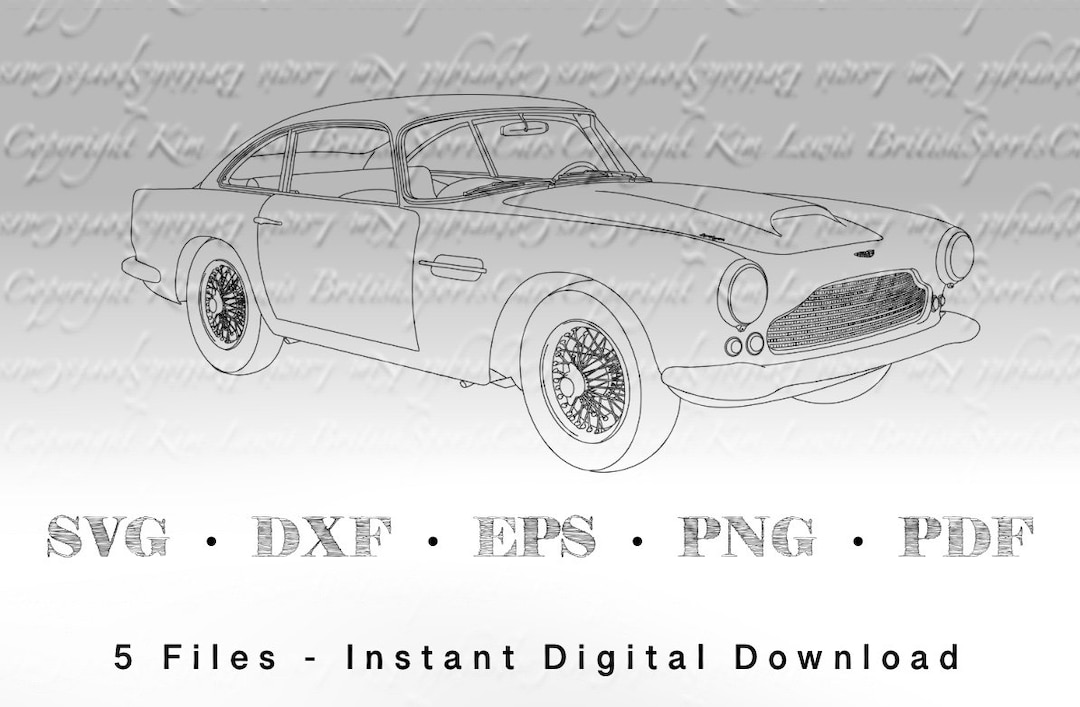 Aston Martin DB4 Outline SVG File - Etsy