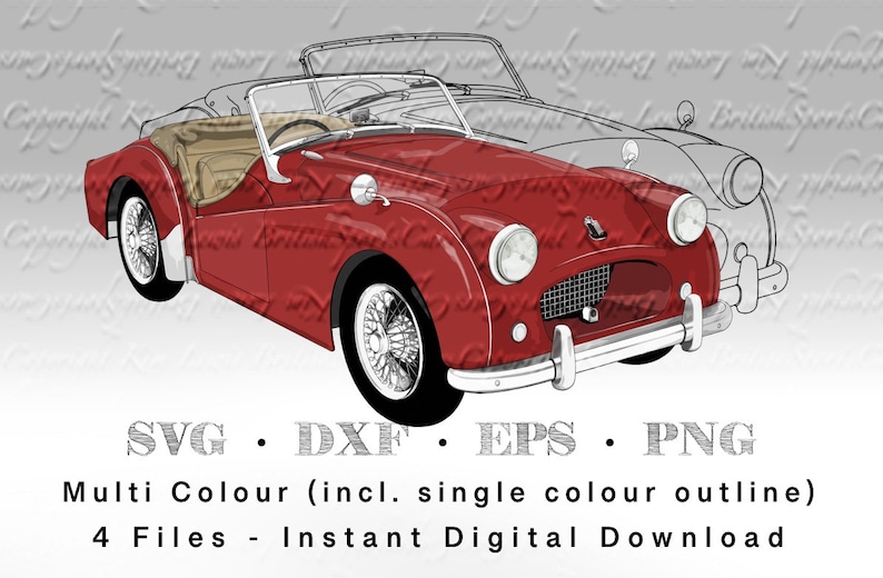 Triumph TR2 Colour SVG File (incl. Outline Layer) - Etsy