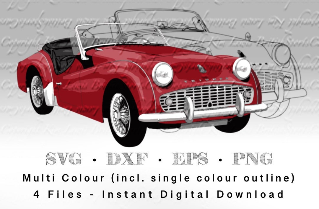 Triumph TR3 Colour SVG File (incl. Outline Layer) - Etsy