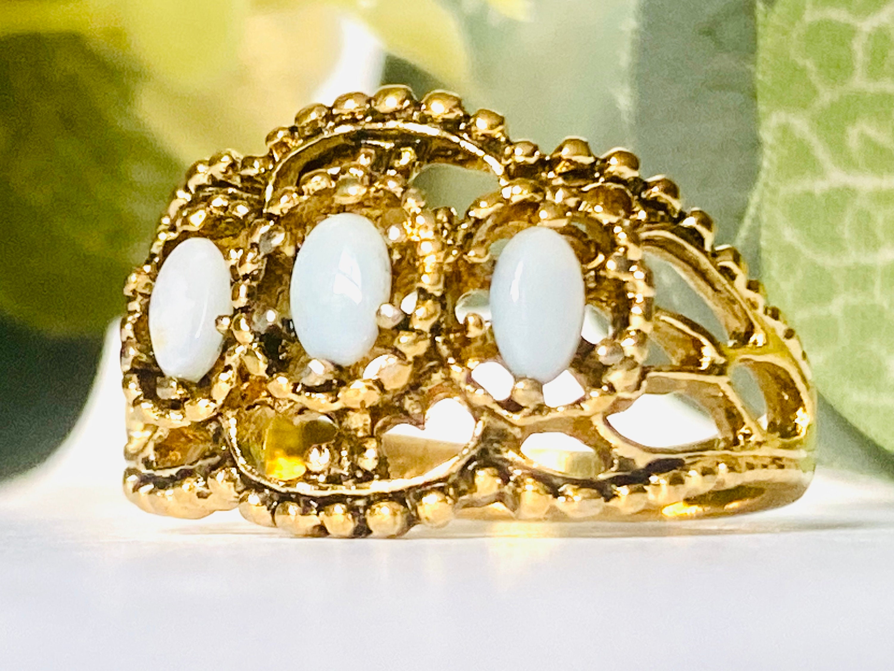 Vintage Seta Three Stone Opal Ring - Etsy