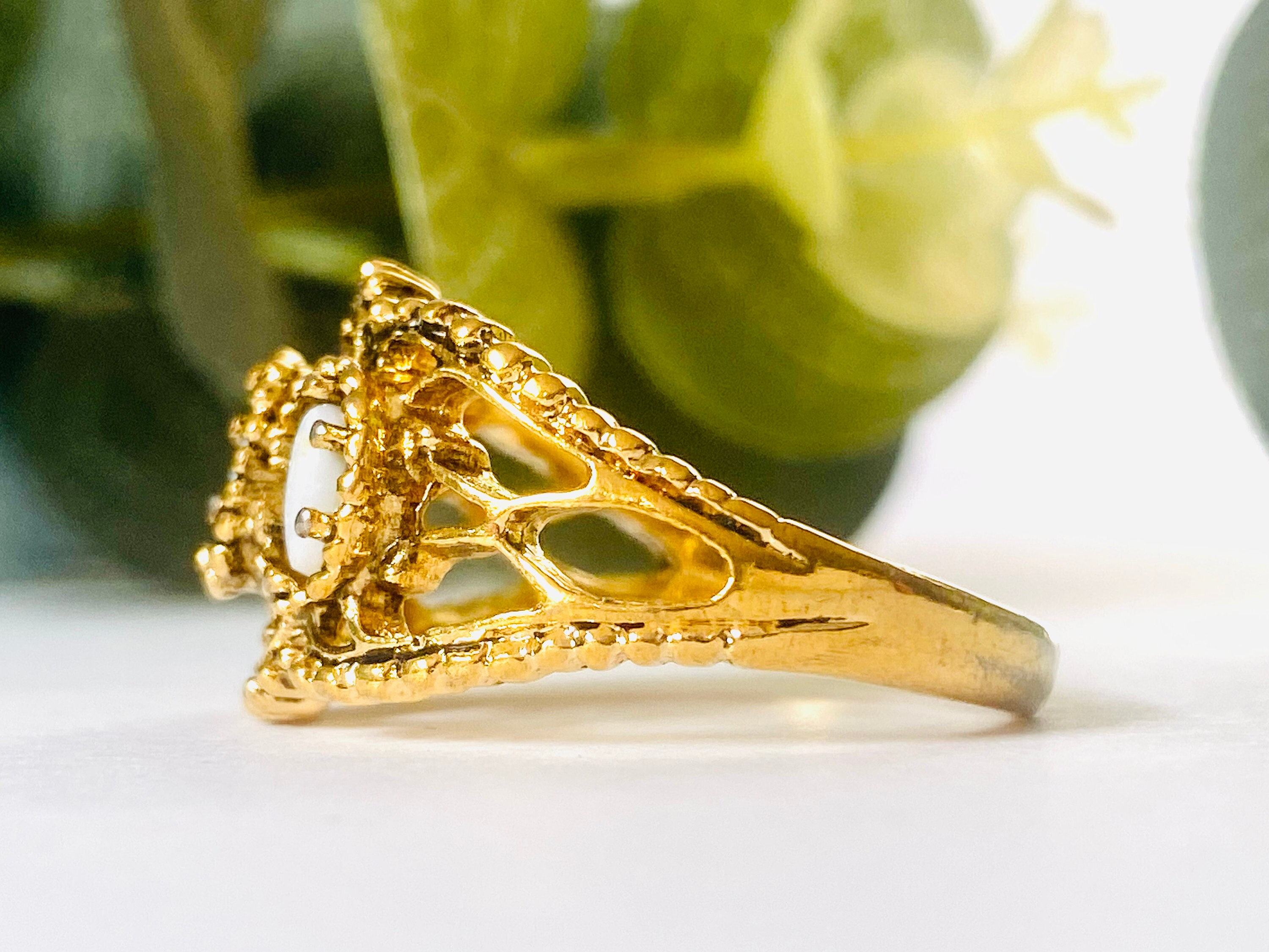 Vintage Seta Three Stone Opal Ring - Etsy