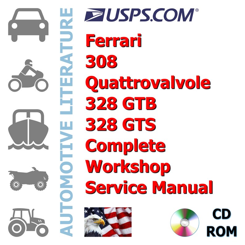 Ferrari 308 Quattrovalvole 328 GTB 328 GTS Complete Workshop Service ...