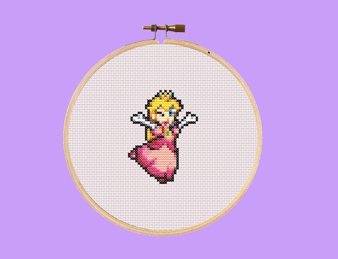 Winking Peach Princess Peach Cross Stitch Pattern PDF Instant Download ...