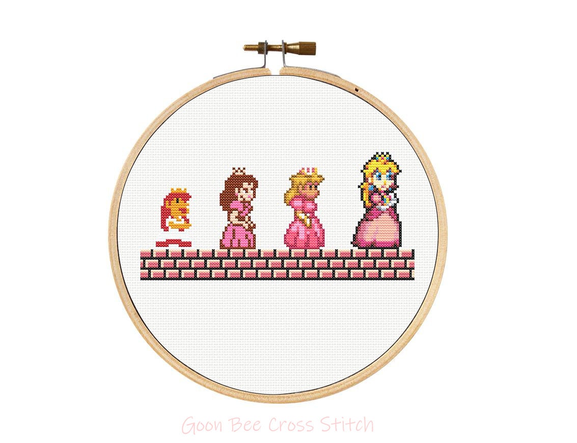 Princess Peach Timeline Cross Stitch Pattern Retro Style PDF - Etsy