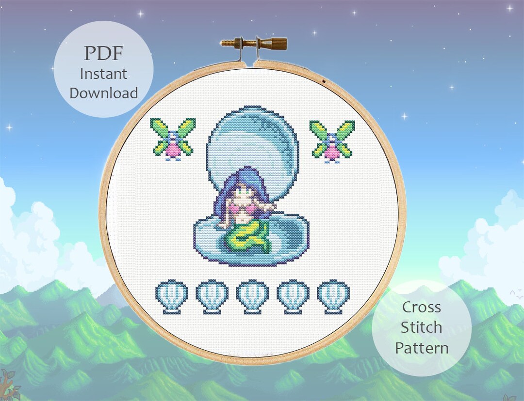 Stardew Valley Night Market Mermaid and Fairies - Cross Stitch Pattern ...