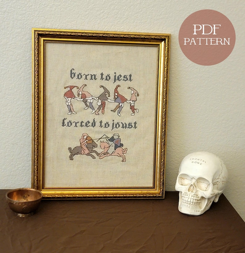 Born to Jest Forced to Joust | Medieval Cross Stitch Pattern - PDF ...