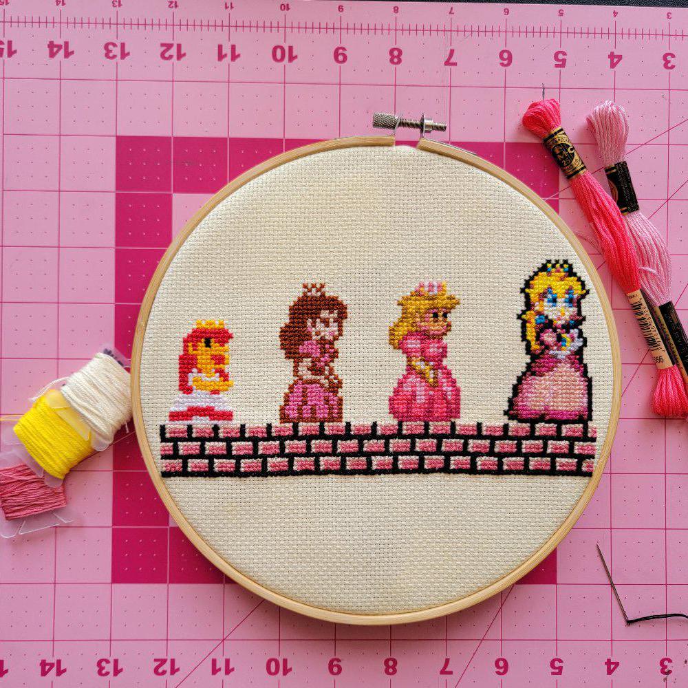 Princess Peach Timeline Cross Stitch Pattern - Retro Style PDF Instant ...