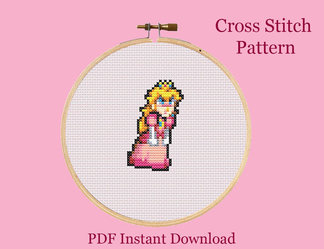 Pouty Peach Princess Peach Cross Stitch Pattern PDF Instant Download ...