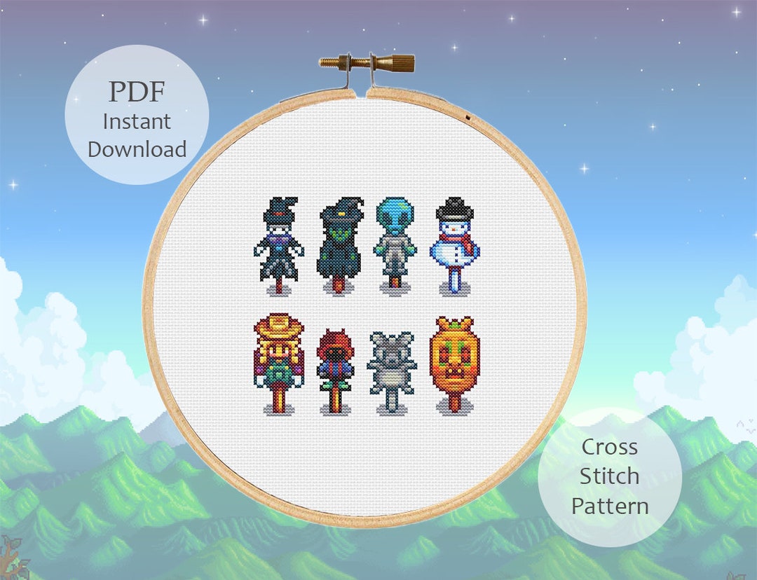 Stardew Valley Rarecrow Collection Cross Stitch Pattern - PDF Download ...